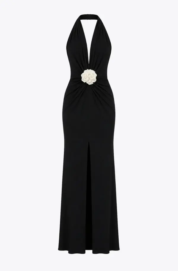 ROSERRY Mallorca Jersey Open Back Maxi Dress - Black