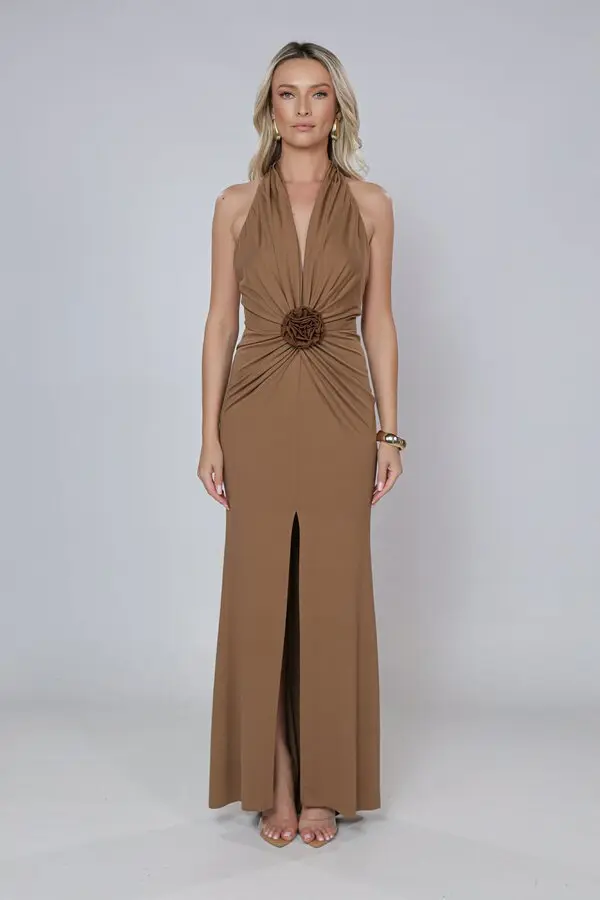 ROSERRY Mallorca Jersey Open Back Maxi Dress - Black