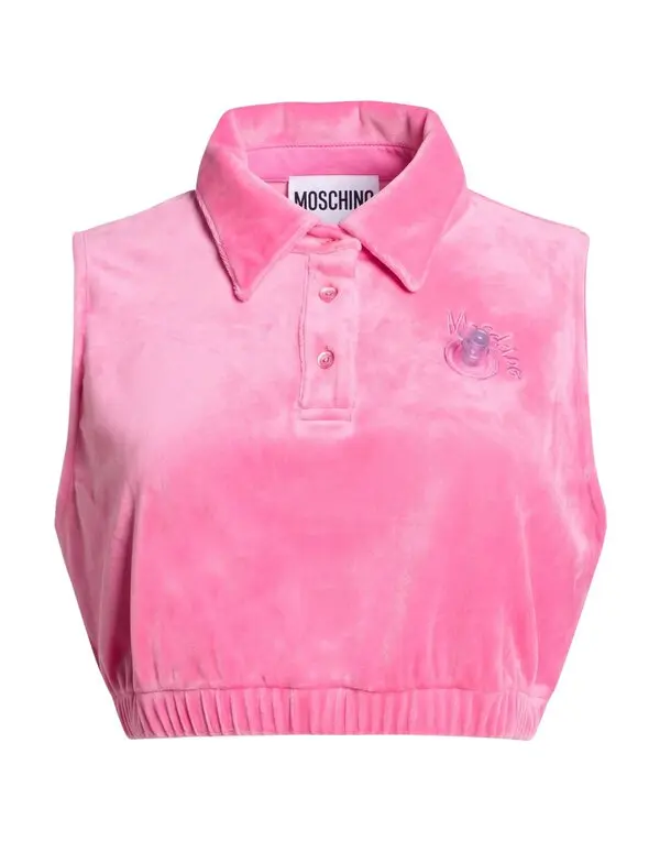Moschino Chenille Appliquéd Sleeveless Polo Shirt