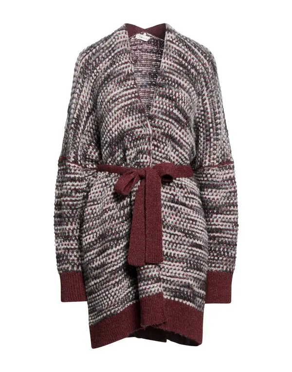 MANILA GRACE Wool Blend Knit Cardigan - Red