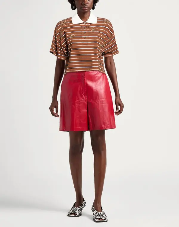 Sandro Striped Cotton Embellished Polo Shirt