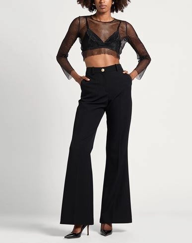 Elisabetta Franchi Fishnet Crystal Embellished Crewneck Long Sleeve Top