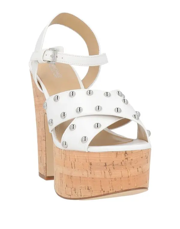 Michael Kors Synthetic Material Platform Sandals With Cork Heel