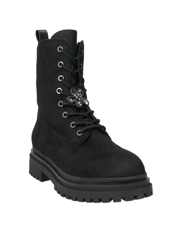 APEPAZZA Calf Hair Lace-up Ankle Boots