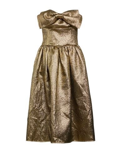 SELF-PORTRAIT Midi Dress Size Polyester, Metallic Fiber, Elastane - Gold