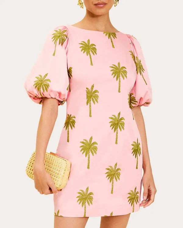 Mestiza New York Donovan Embroidered Poplin Puff-sleeve Mini Dress