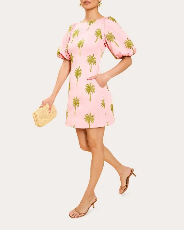 Mestiza New York Donovan Embroidered Poplin Puff-sleeve Mini Dress