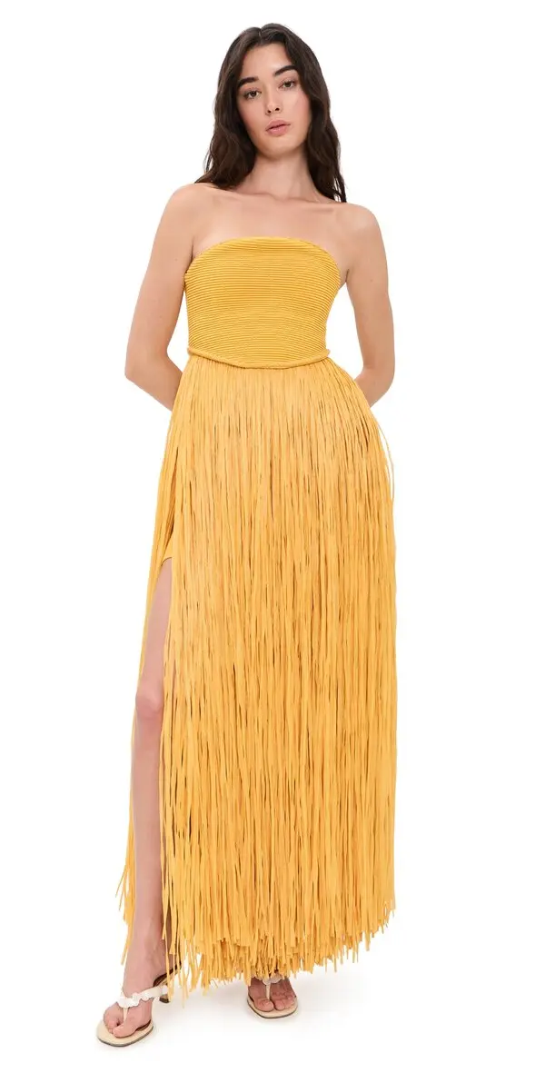 Aje Florentia Raffia Maxi Dress - Mustard