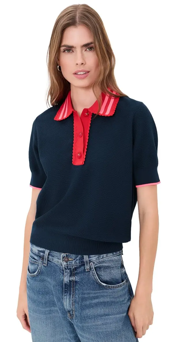 Essentiel Antwerp Kontrast Knitted Polo - Combo4 Navy