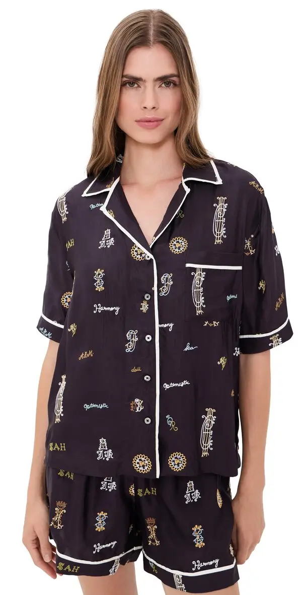 Sea Juliet Embroidered Top - Navy