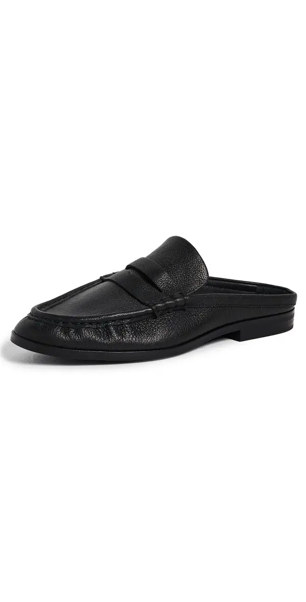 Simkhai Dean Pebbled Leather Loafer Mules - Black