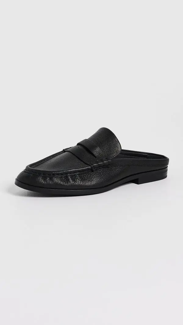 Simkhai Dean Pebbled Leather Loafer Mules - Black