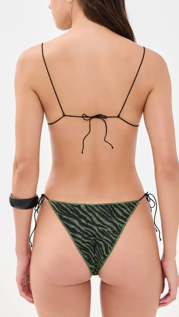Oseree Metallic Zebra Print Cut-out One Piece Swimsuit - Printed Lurex