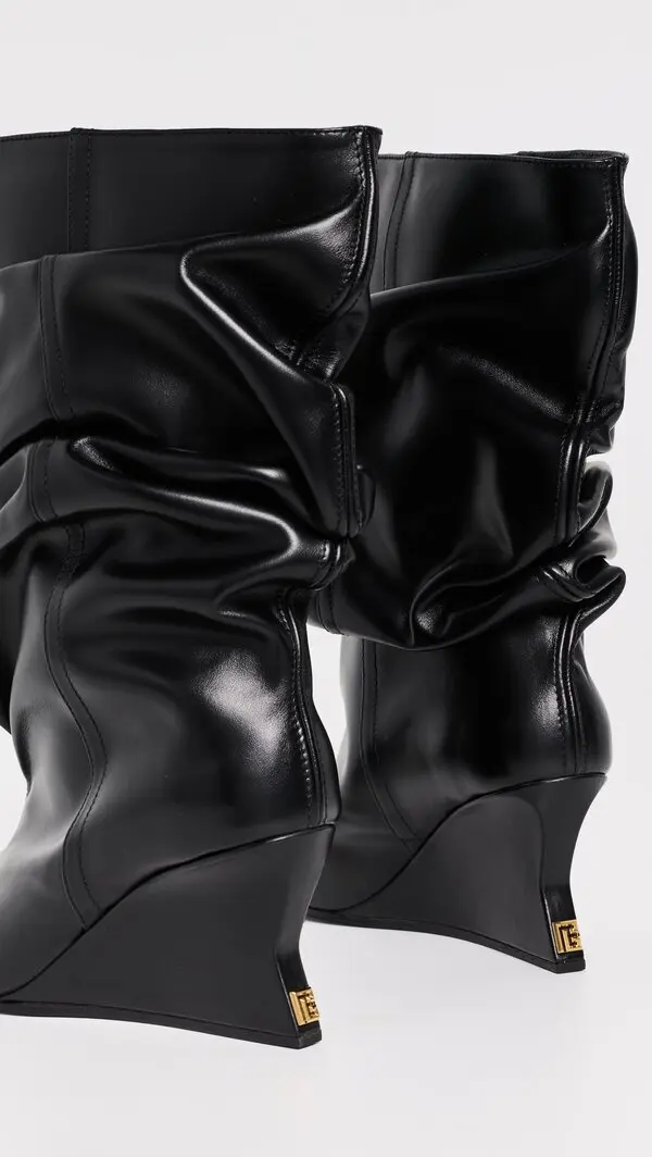 Balmain Calfskin Ankle Wedge Boots
