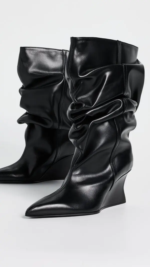 Balmain Calfskin Ankle Wedge Boots