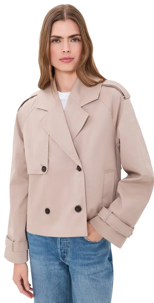 ANINE BING Rickie Cropped Trench Coat - Beige