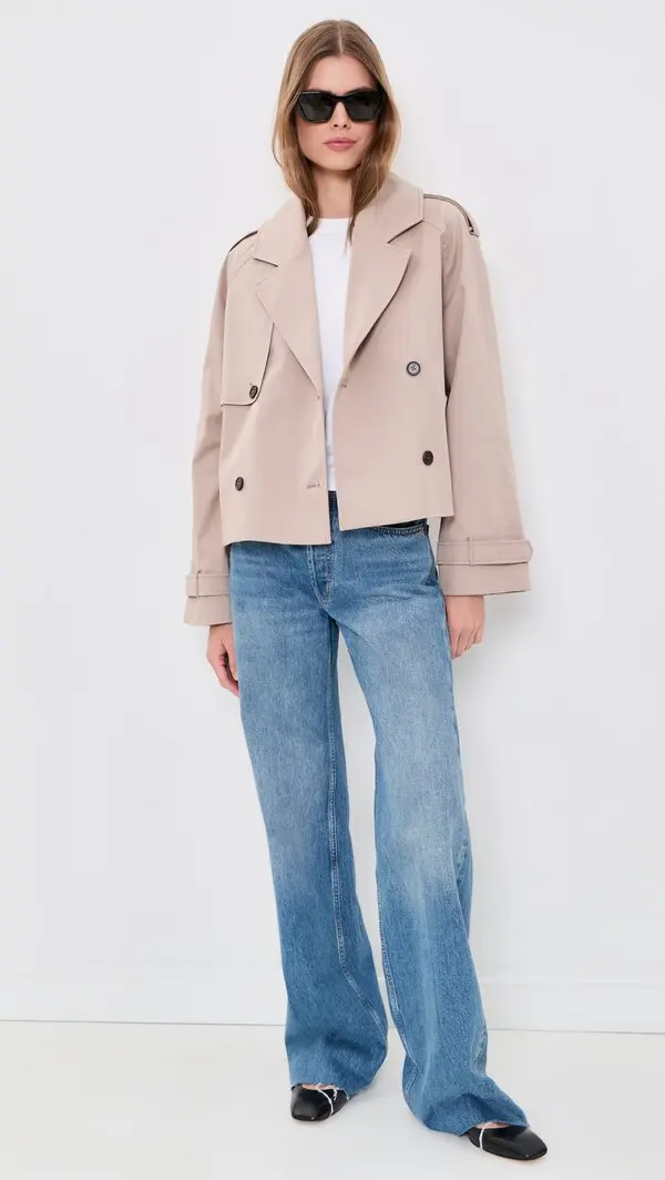 ANINE BING Rickie Cropped Trench Coat