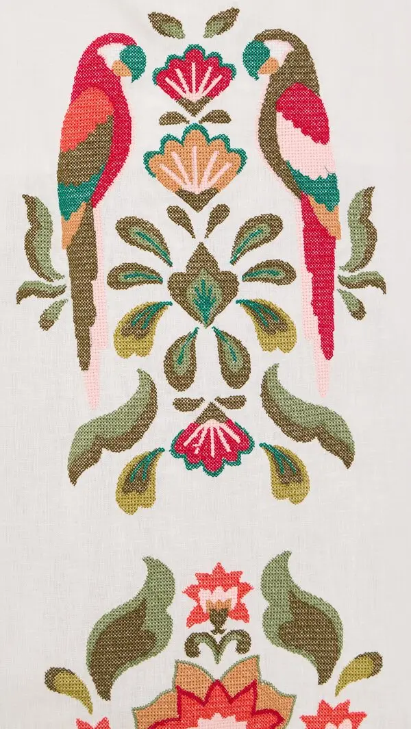 Farm Rio Cross Stitch Embroidered Maxi Dress