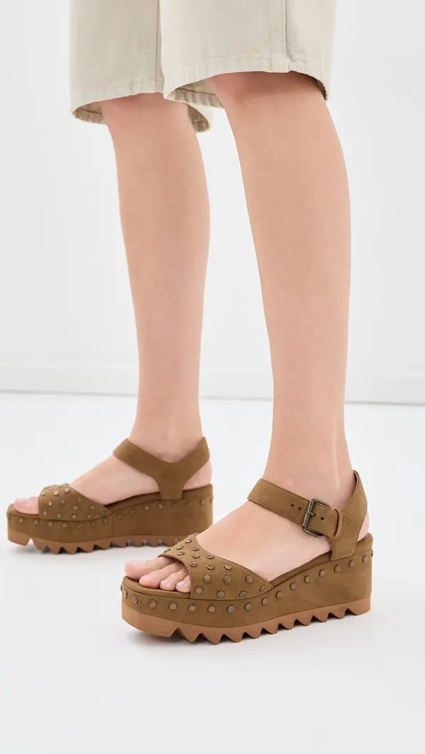 Stella McCartney Elyse Studded Faux Suede Platform Sandals