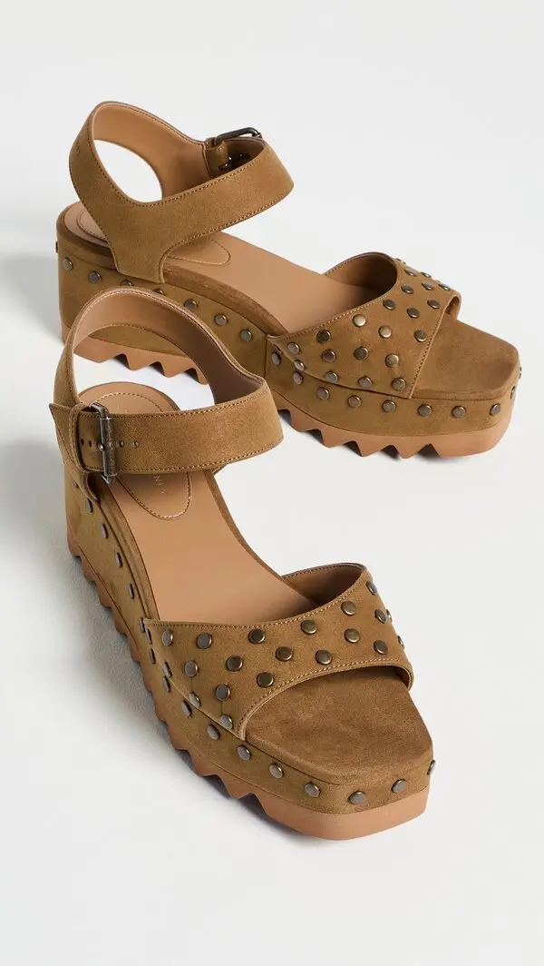 Stella McCartney Elyse Studded Faux Suede Platform Sandals
