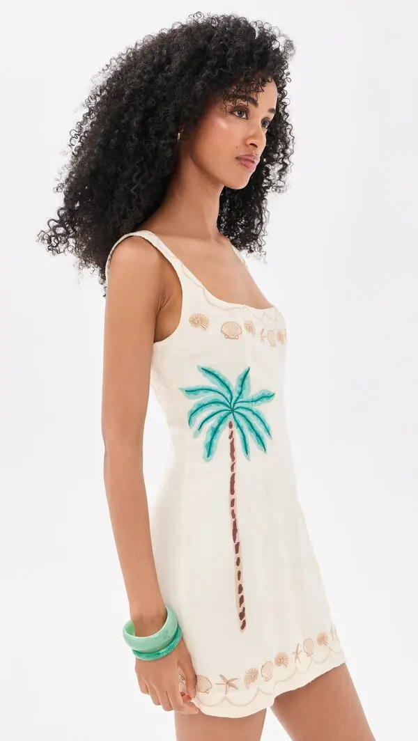 Show Me Your Mumu Steph Mini Dress With Palm Tree Embroidery