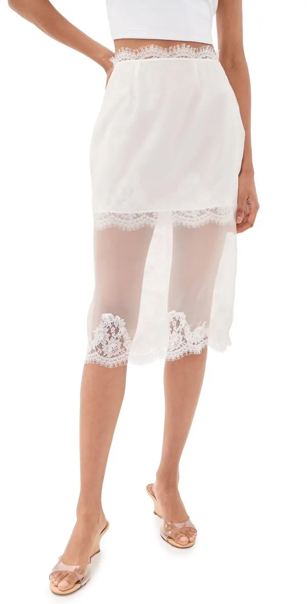Aje Ophelia Lace Silk Skirt - Ivory