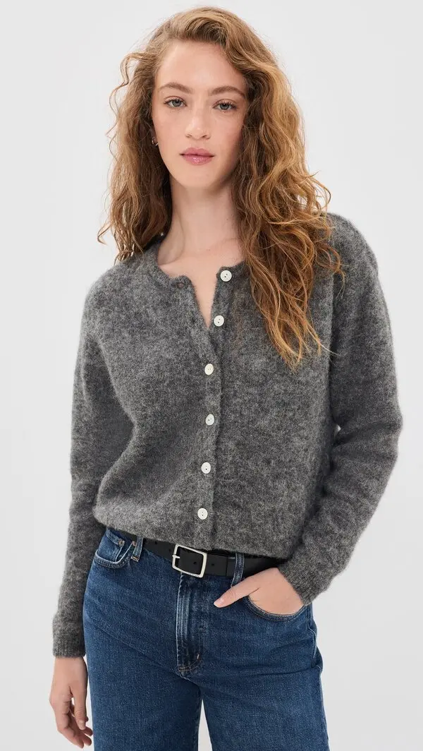 American Vintage Vitow Alpaca Wool Blend Cardigan - Acier Chine