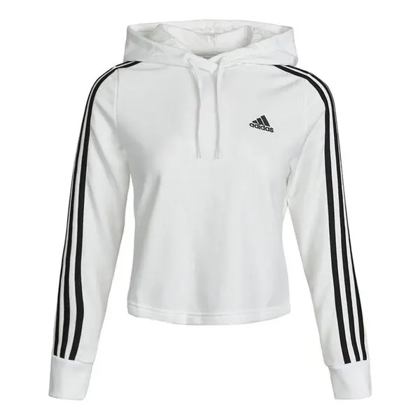 Adidas 3-stripes Cropped Hoodie - White/black