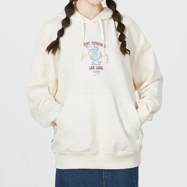 PUMA Graphic Oversized Hoodie - White/red/blue