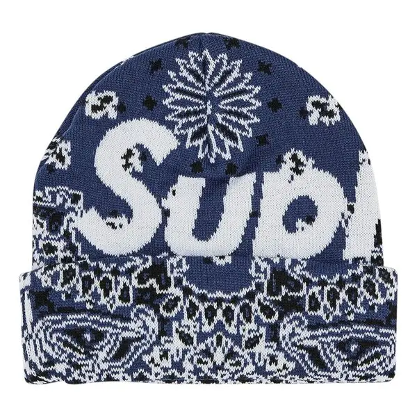 Supreme Bandana Big Logo Beanie - Navy