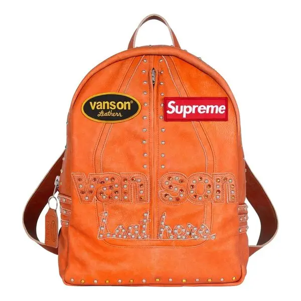 Supreme Fw25 X Vanson Leathers X B.b. Simon Studded Leather Backpack - Orange