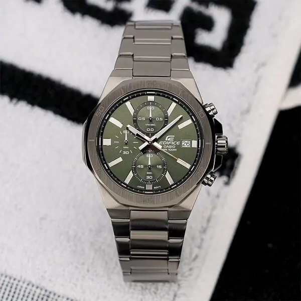 Casio Edifice Chronograph Stainless Steel Watch - Grey/green