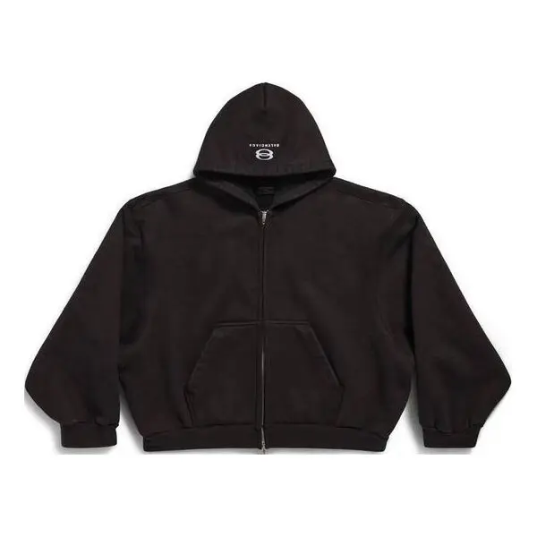 Balenciaga Unity Sports Icon Boxy Zip-up Hoodie - Black
