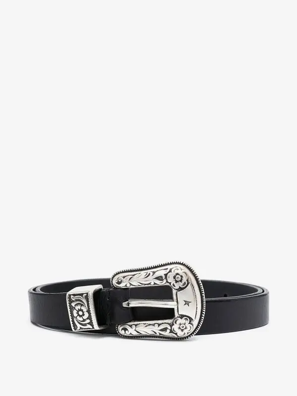 GOLDEN GOOSE Hip Lace Leather Belt - Black