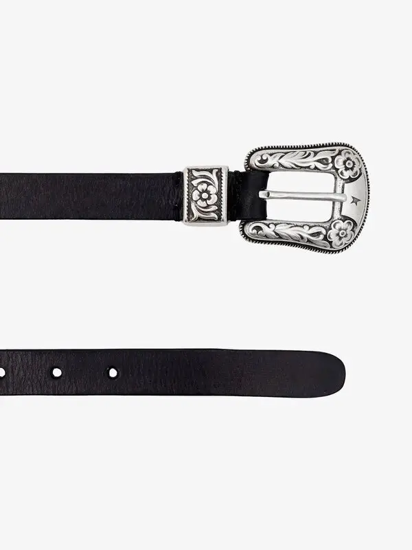 GOLDEN GOOSE Hip Lace Leather Belt - Black