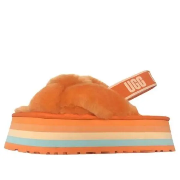 UGG Disco Knot Slide Platform Sandals - Orange/blue