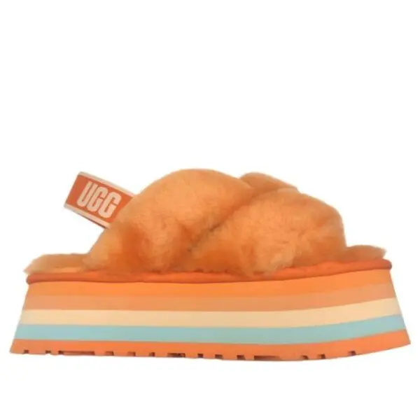 UGG Disco Knot Slide Platform Sandals - Orange/blue