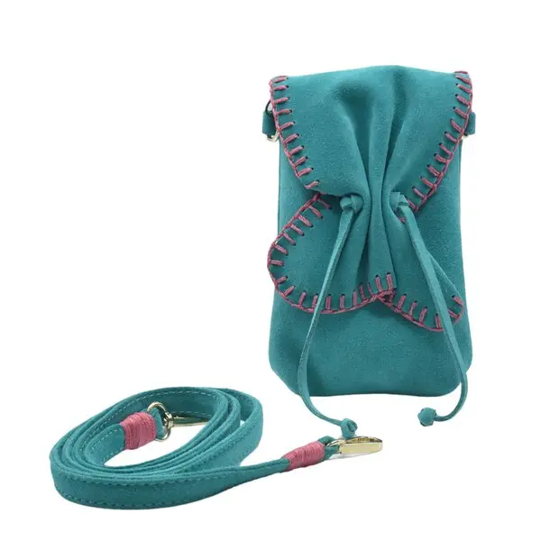 Carlos Falchi Cell Phone Butterfly Suede Bag Sky - Blue