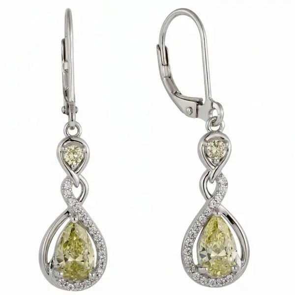 HARFI Peridot August Birthstone Teardrop Dangle Sterling Silver Earrings - Green