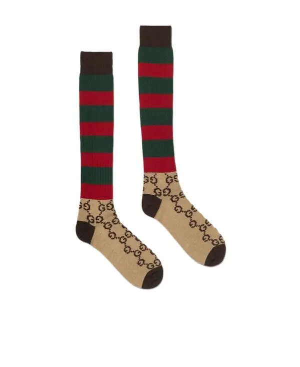 Gucci Gg Striped Wool-blend Socks
