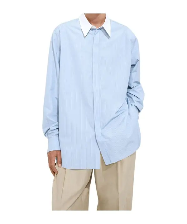 Bottega Veneta Striped Poplin Shirt - Blue