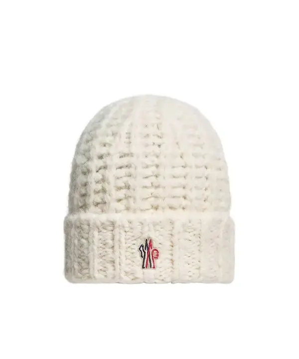 Moncler Logo Embroidered Beanie - White