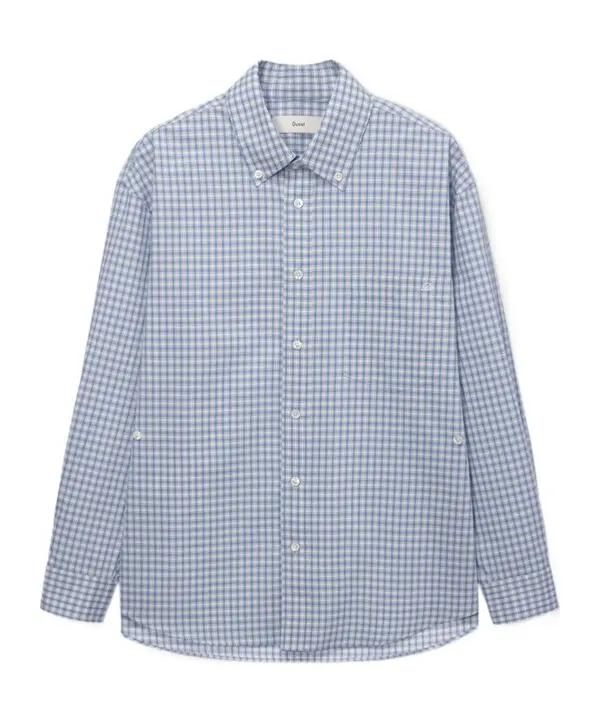 DUNST Long-sleeved Shirt - Soft Blue Check
