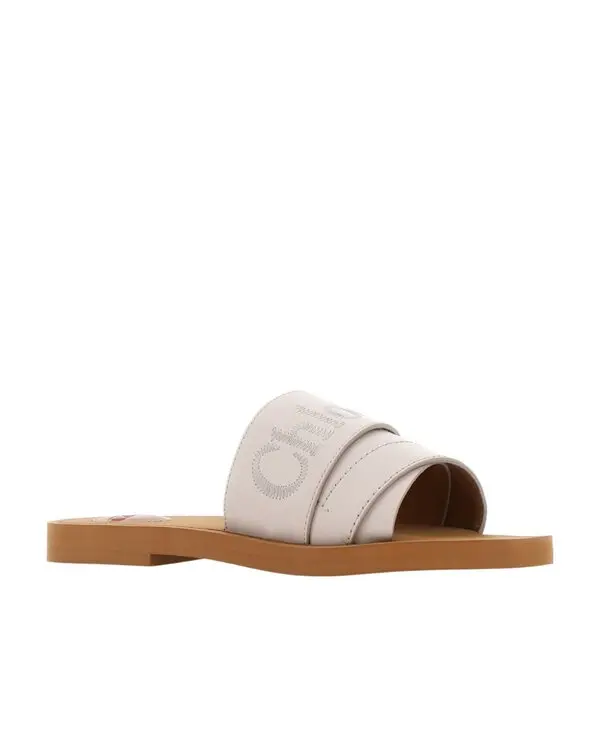 Chloé Printed Logo Slippers - Nude
