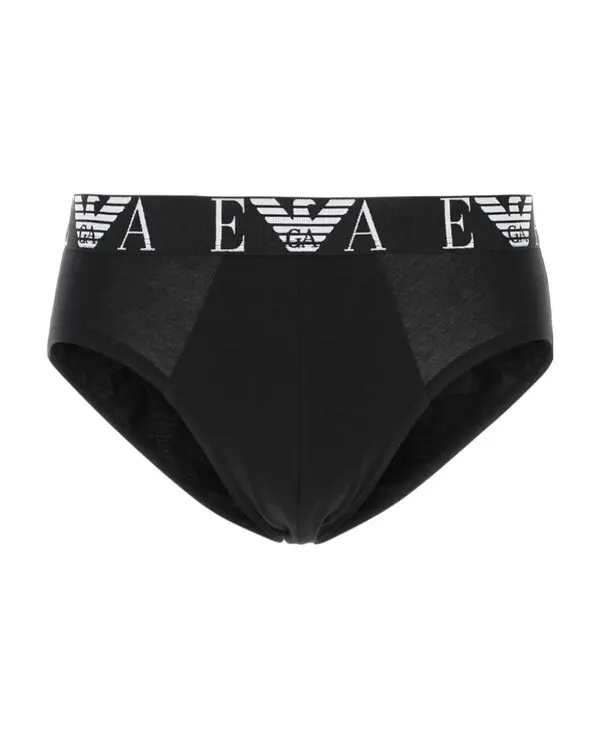 Emporio Armani Two Pack Logo Waistband Briefs - Black