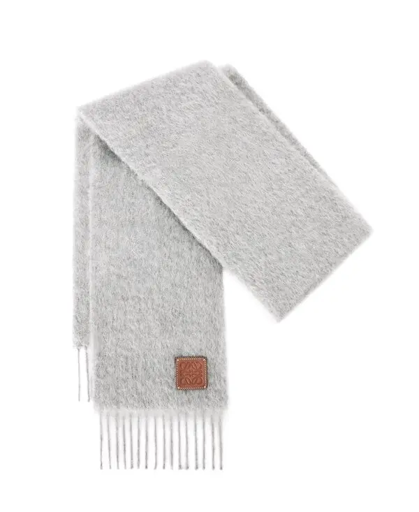 Loewe Logo Patch Fringed Scarf