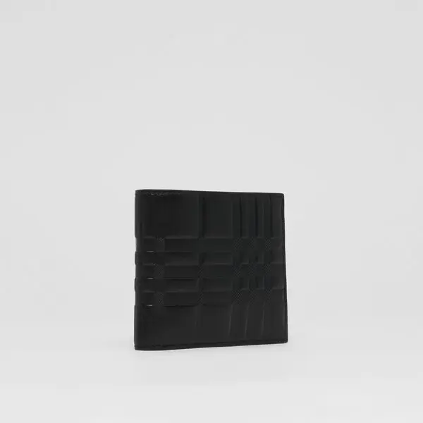 Burberry International Embossed Check Leather Wallet
