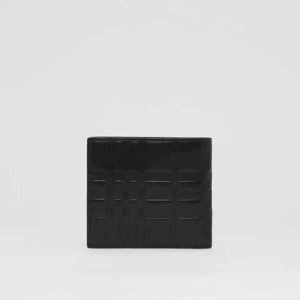 Burberry International Embossed Check Leather Wallet