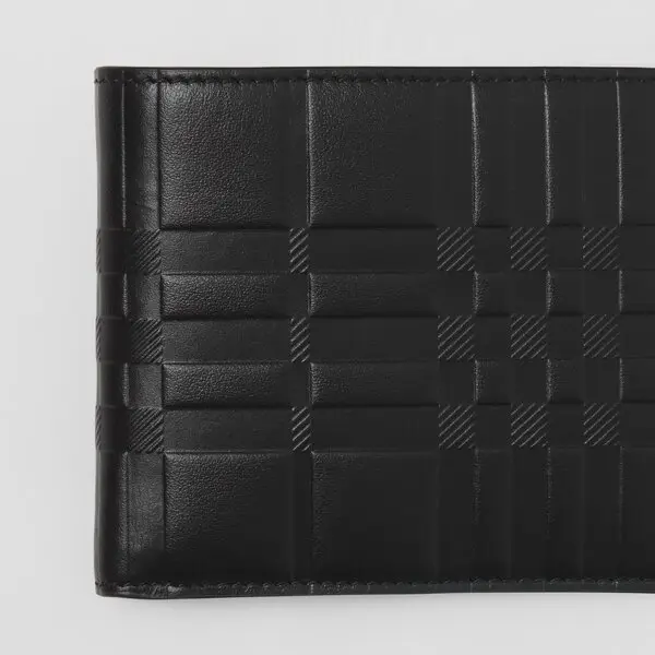 Burberry International Embossed Check Leather Wallet