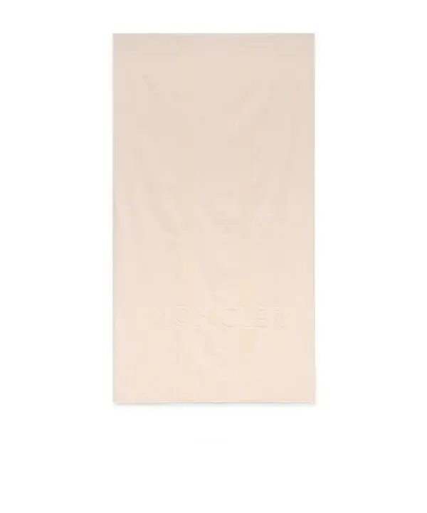 Moncler Logo Cotton Beach Towel - Light Beige